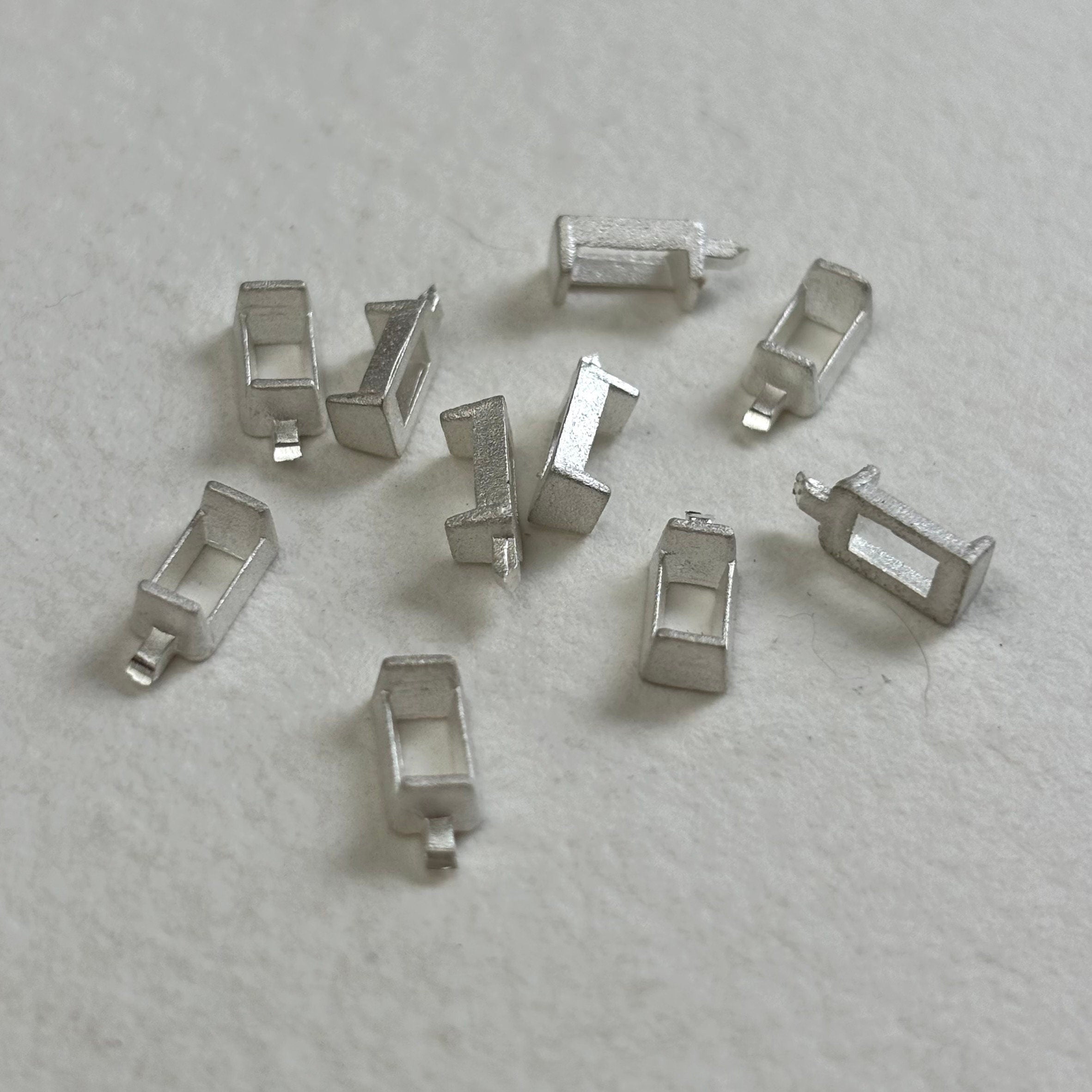 5mm x 3mm Baguette semi collet sterling silver cast stone setting ...
