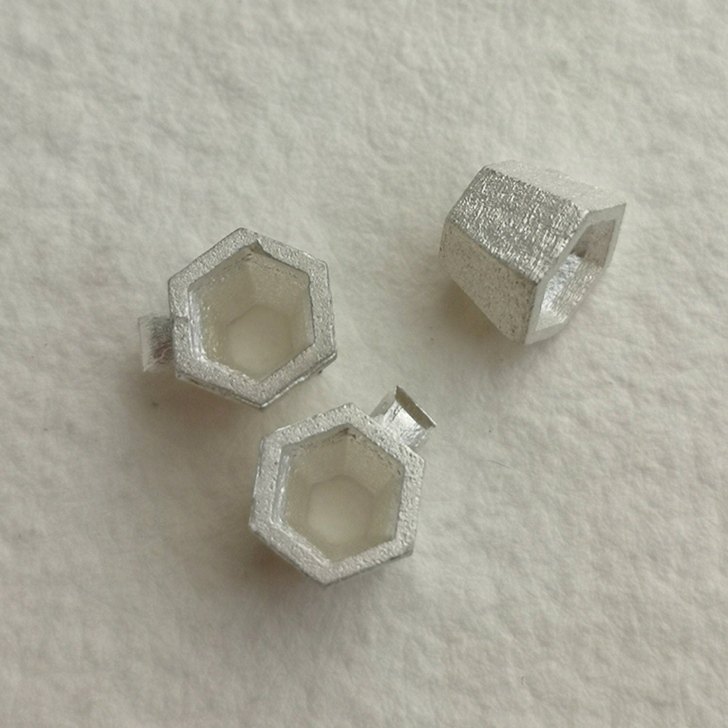 4mm Hexagonal collet sterling silver cast stone Setting – Greens Stone ...