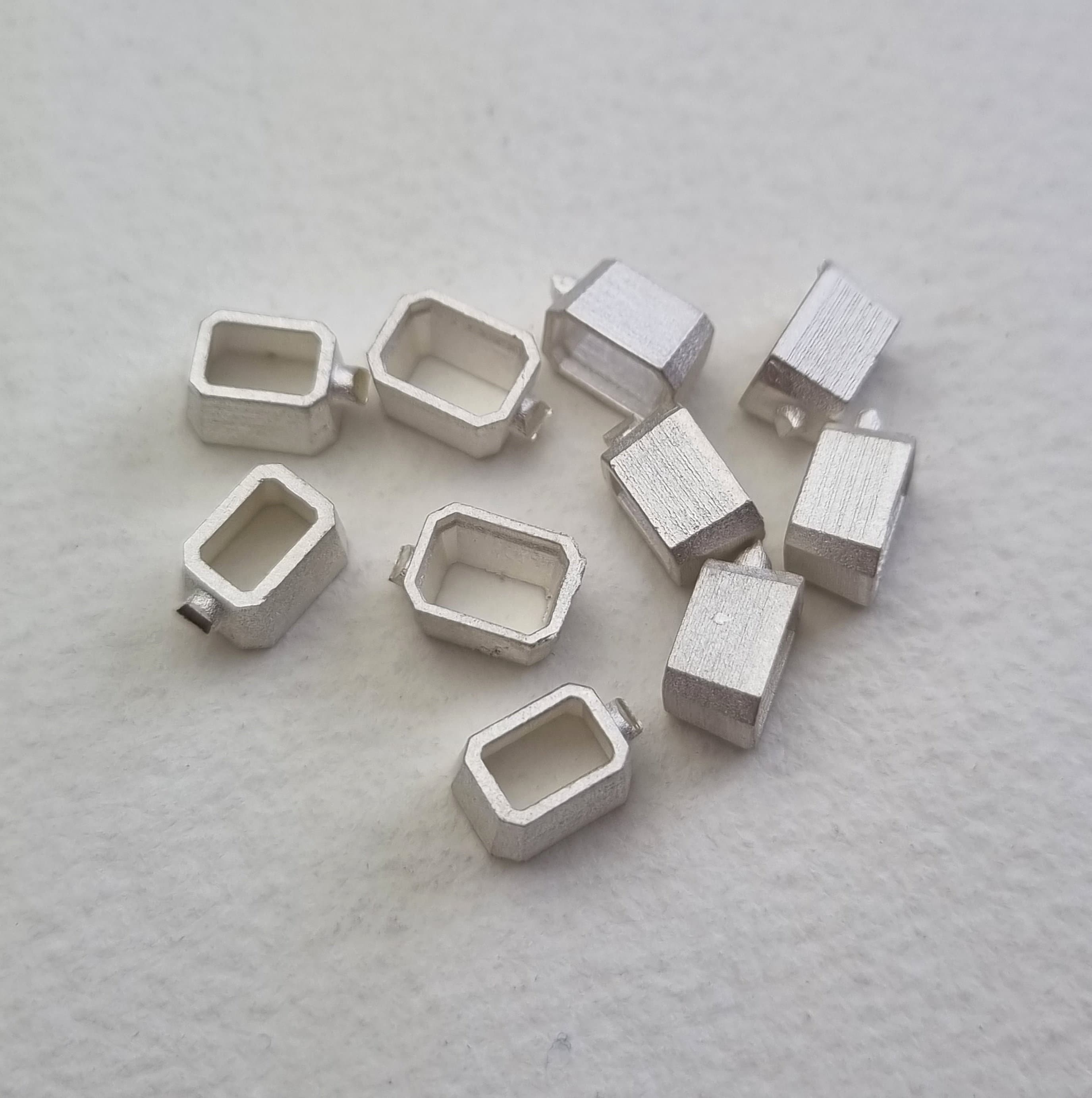 7x5mm Octagon / Emerald collet sterling silver cast stone setting ...