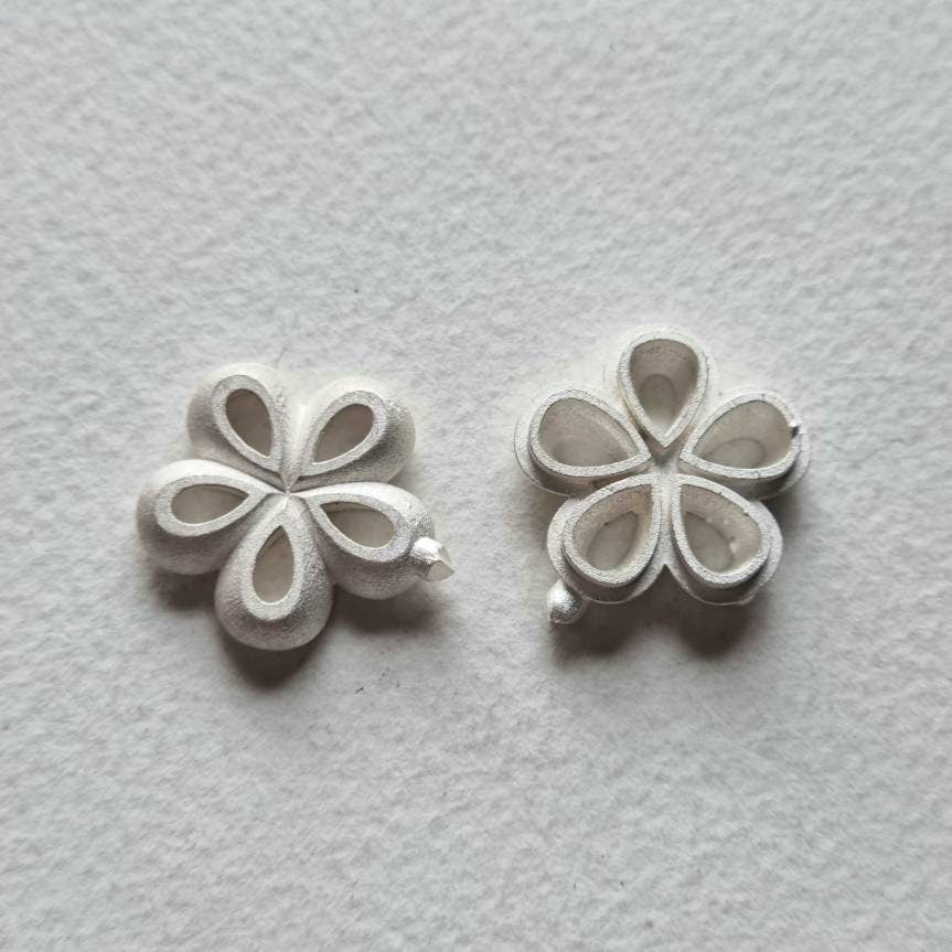 7x5mm Pear multi stone collet Sterling silver cast stone setting ...