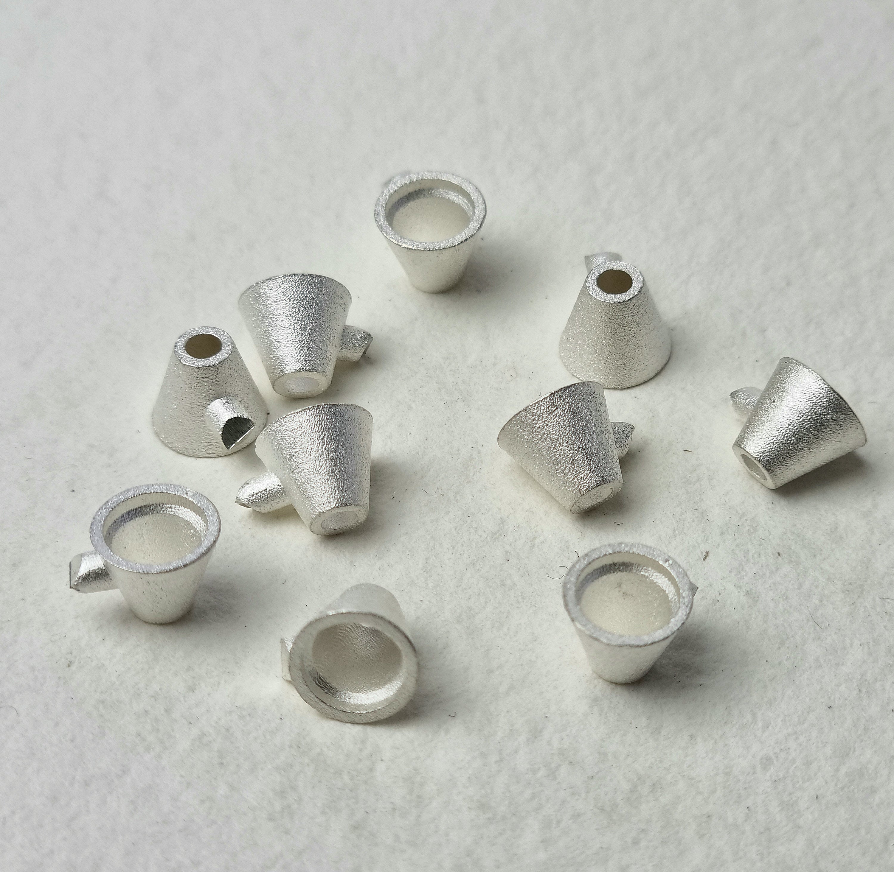 6mm Round tapered tall collet sterling silver cast stone setting ...