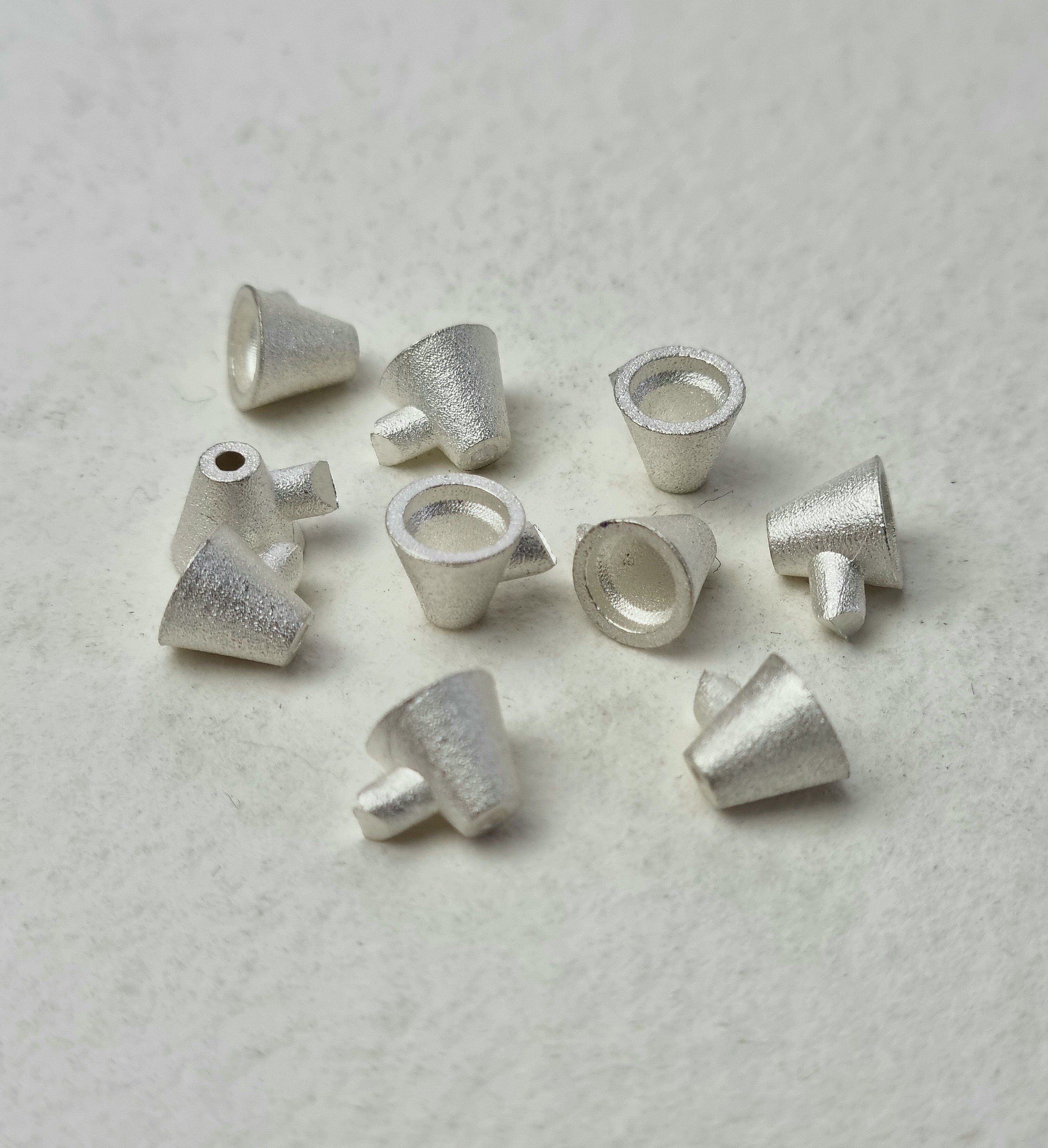 4.5mm Round tapered tall collet sterling silver cast stone setting ...