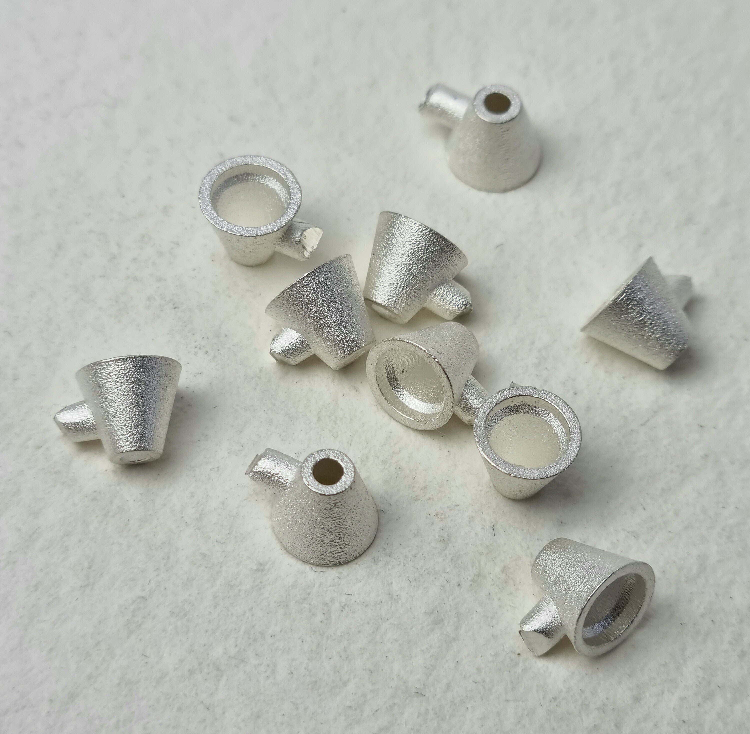 5mm Round tapered tall collet sterling silver cast stone setting ...